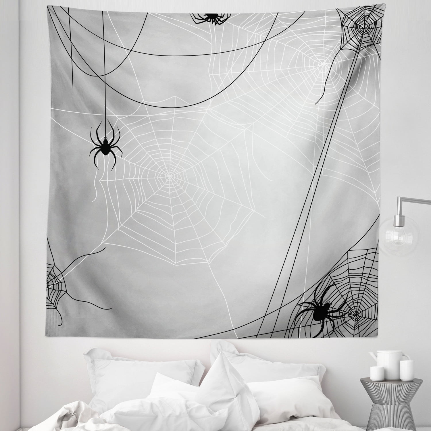 Spider Web Tapestry, Spiders Hanging from Webs Halloween Inspired ...
