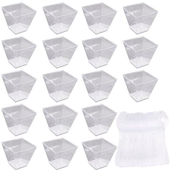 Pack of 50 Dessert Cups with Spoons, 60Ml Dessert Bowls Set, DIY ...