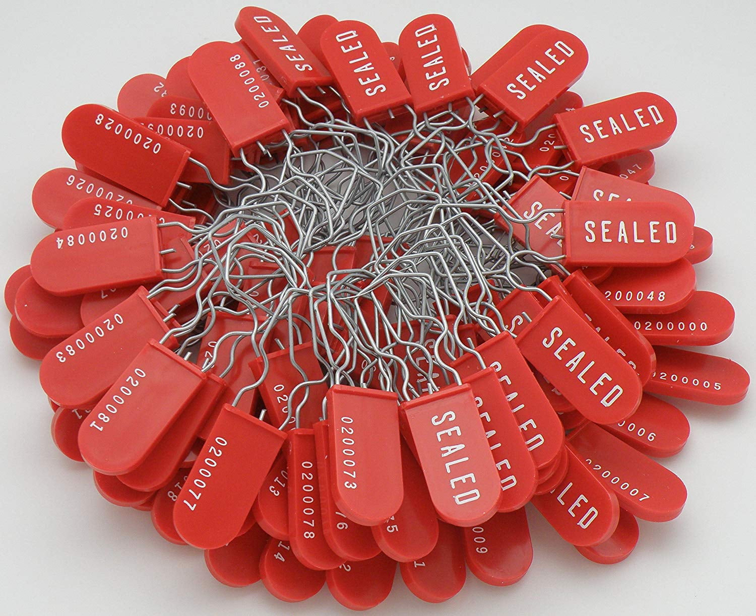 Plastic Wire Padlock Security Seals Sequentially Numbered Red (Pack of ...