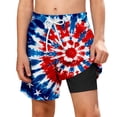 Freshbabe Boys 2 In 1 US Flag Quick Dry Swim Board Shorts With Built-In ...