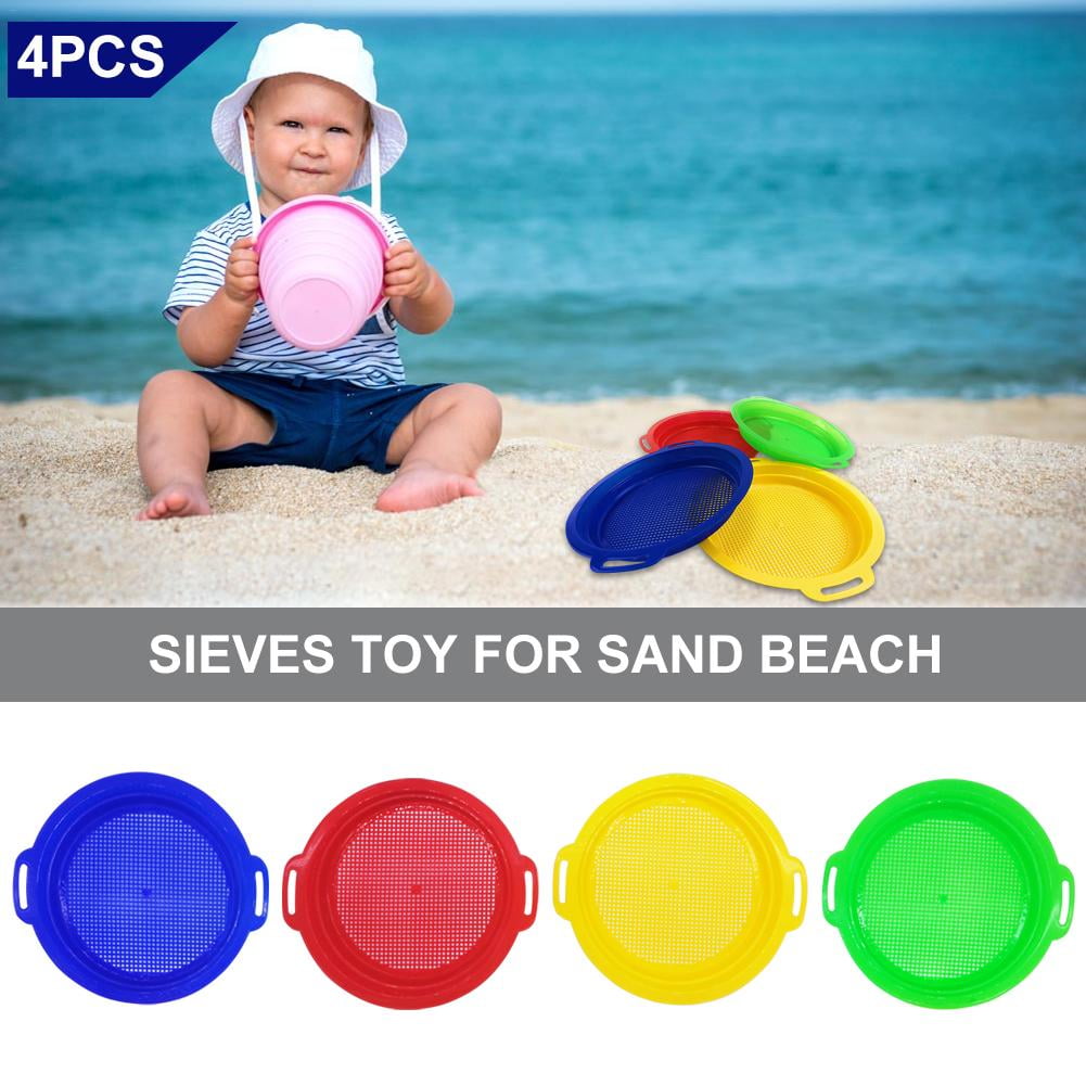 Stop Sand Sifter Sieves Toy for Sand Beach 4 Pack/Set Red Blue Yellow ...