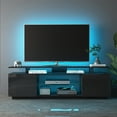 Resenkos 80 Inch LED TV Stand with Adjustable Lights, Media Storage ...