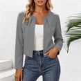 Open Front Jackets For Women Pleated Crew Neck Long Sleeve Cropped ...