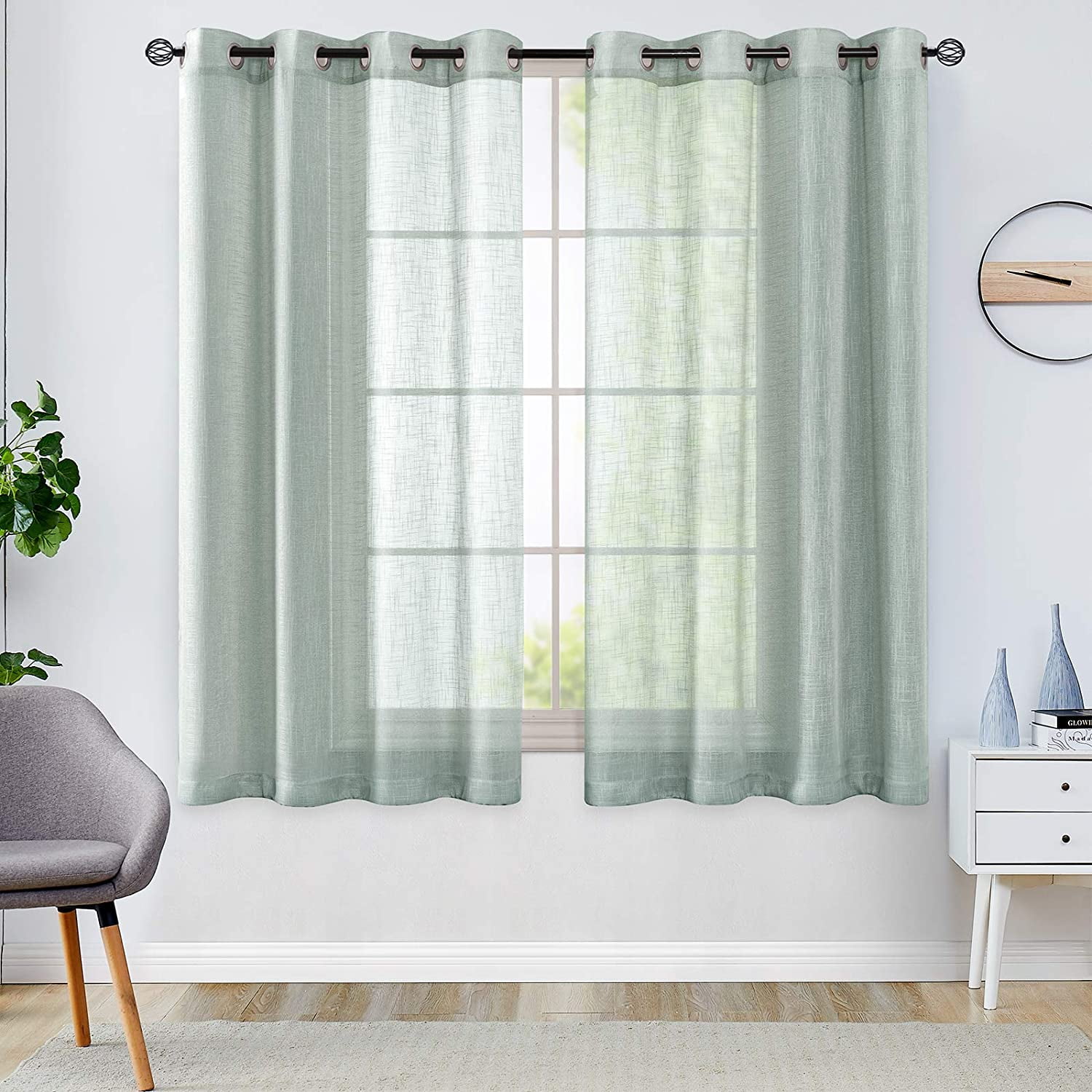 Open Weave Sheer Curtains for Living Room Grommet | Walmart Canada