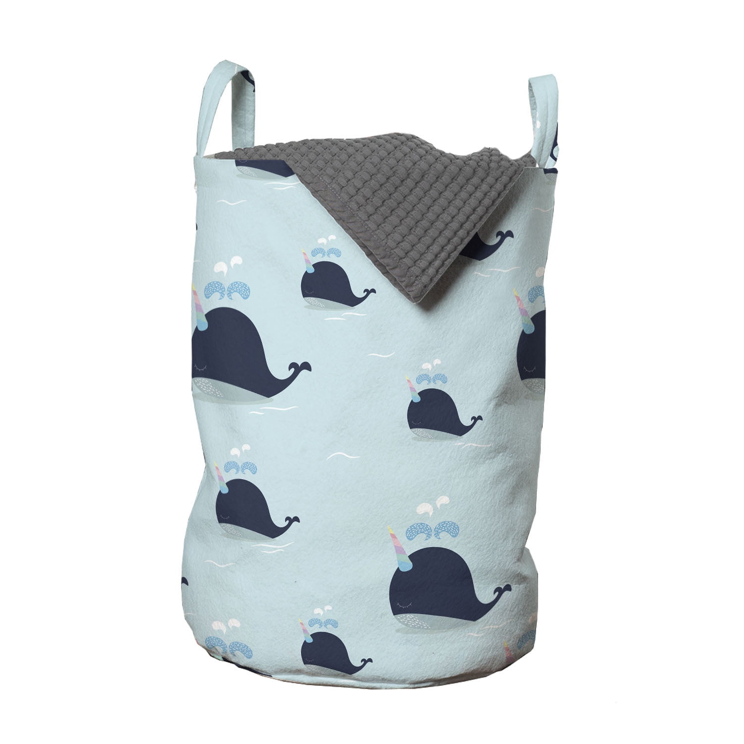 Cartoon Laundry Bag, Nautical Fantasy Character with Funny Unicorn ...