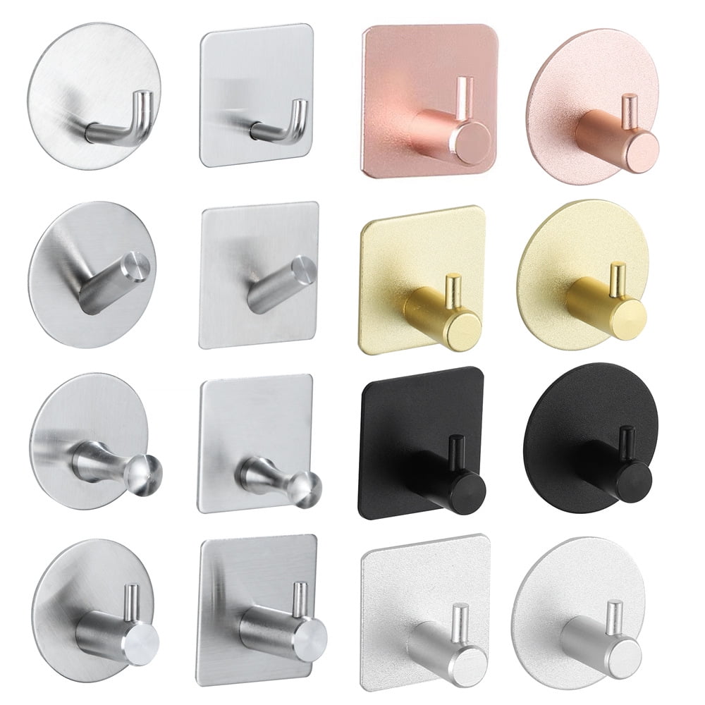 Adhesive Hooks, Heavy Duty Wall Hooks Waterproof Stainless Steel Sticky ...