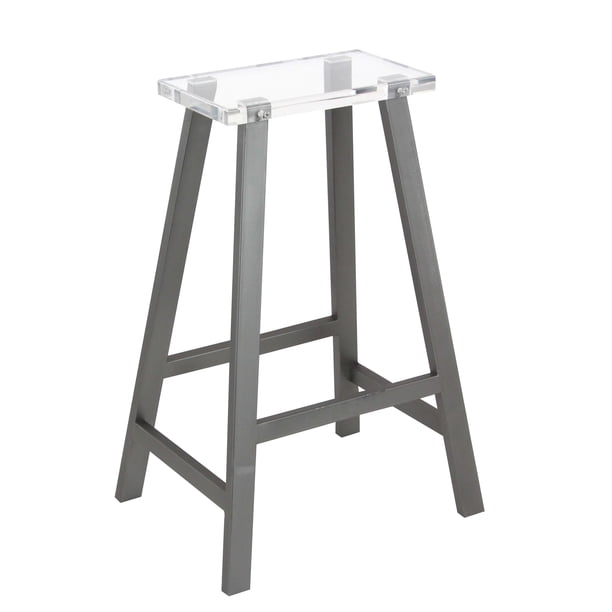 Decmode 28 Inch Modern Metal and Acrylic Bar Stool, Gray - Walmart.com