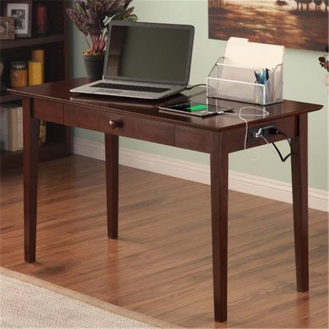 Shaker Desk With Drawer And Charger, Antique Walnut - Walmart.com ...