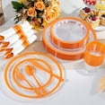 Clear Orange Disposable Plates Set for 50 Guests Includes 10 Inch ...