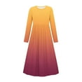 BLTIBY Girls Long Sleeve Dresses Casual Round Neck Gradient Printed ...