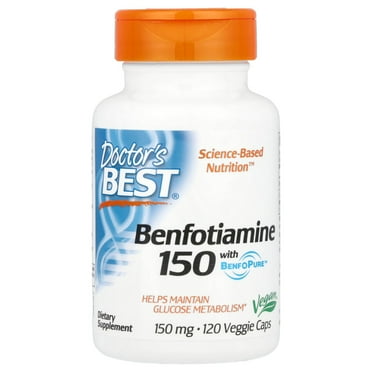 Doctor's Best Benfotiamine 150mg, Vegan, Gluten-Free, Aids Blood Sugar Control, 360 Caps ...