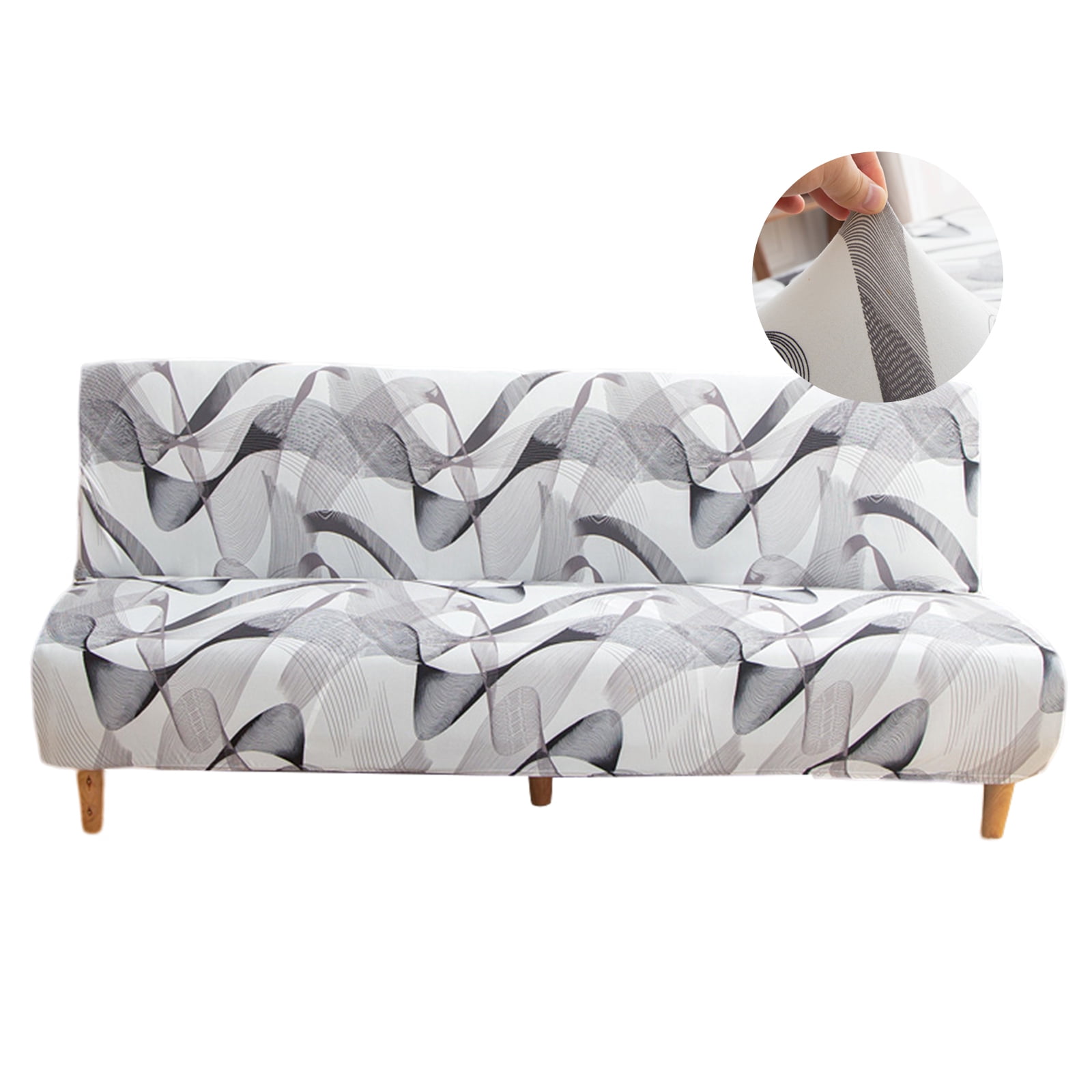 Eco-Ancheng Printed Armless Sofa Cover, Stretch Futon Slipcover Sofa ...