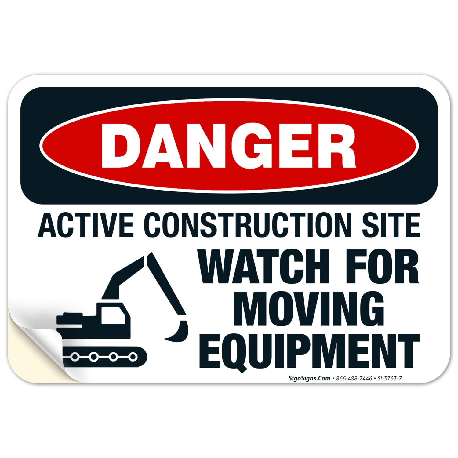 Active Construction Site, Watch For Moving Equipment Sign, OSHA Danger ...