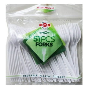 Great Value Plastic Disposable Forks 24 Count White Utensils for Dining ...
