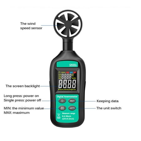 Accurate Digital Anemometer Handheld Wind Durable Industry Wind Speed ...