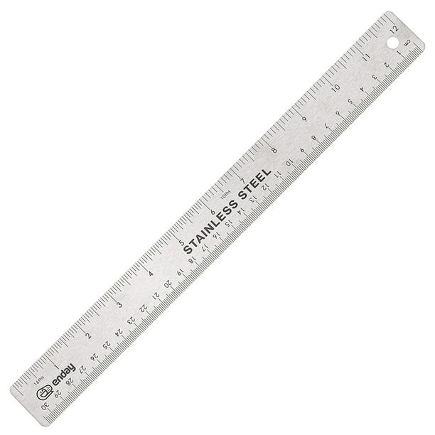 Enday Metal Ruler 12 Inch Stainless Steel Straight Edge Ruler, Pack of ...