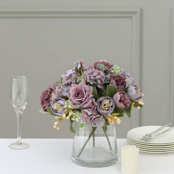 Efavormart 2 Pack | 12" Purple Artificial Assorted Peony Flower ...