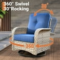 Ovios 3 Pieces Patio Furniture Set 2 Swivel Rocking Chairs Wicker ...