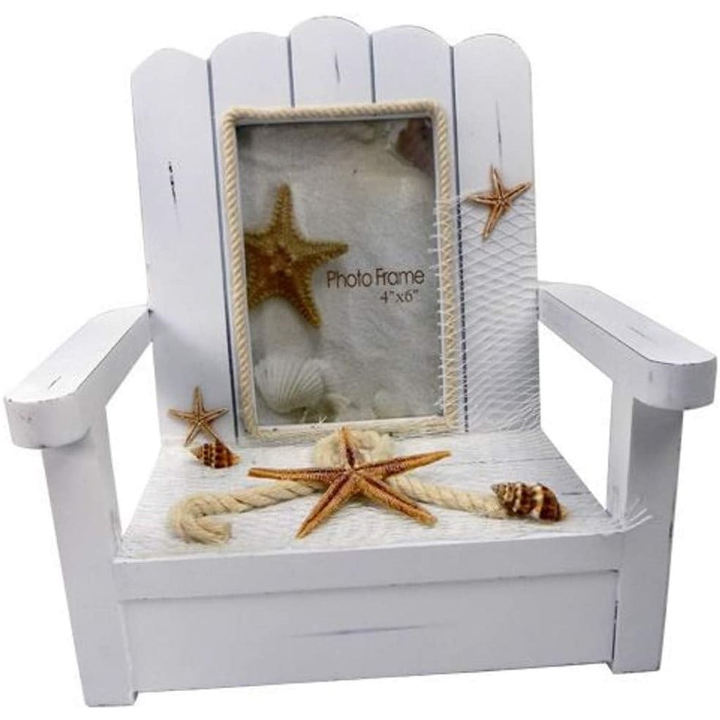 White Beach Chair with Shells 4 x 6 Photo Frame - Walmart.com