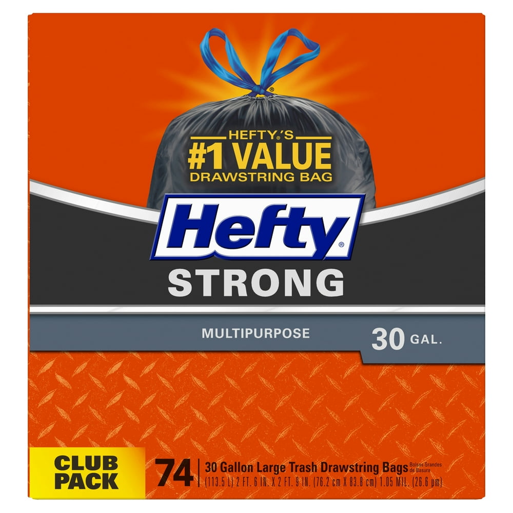 Hefty Strong Multipurpose Large Black Trash Bags - Walmart.com ...