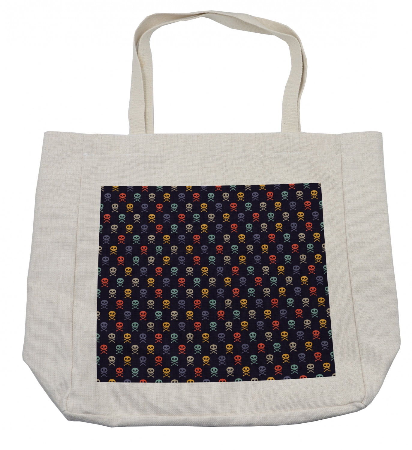Pixel Art Shopping Bag, Skull with Bones Pirate Inspired Colorful ...