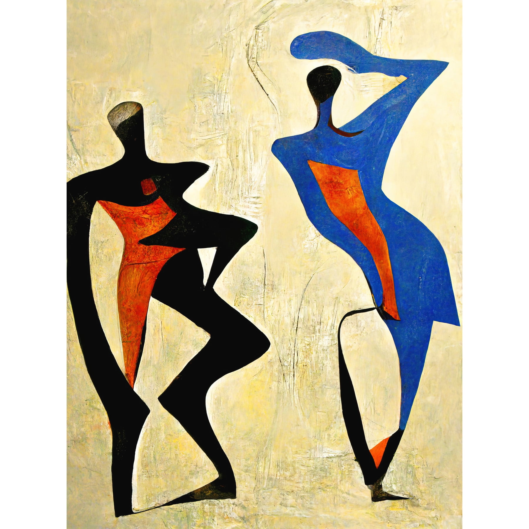 Two Figures Dancing Modern Abstract Painting Unframed Wall Art Print ...