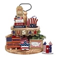 12Pcs Rustic Wooden Patriotic Decor Set Red White Blue Banner & Flag ...