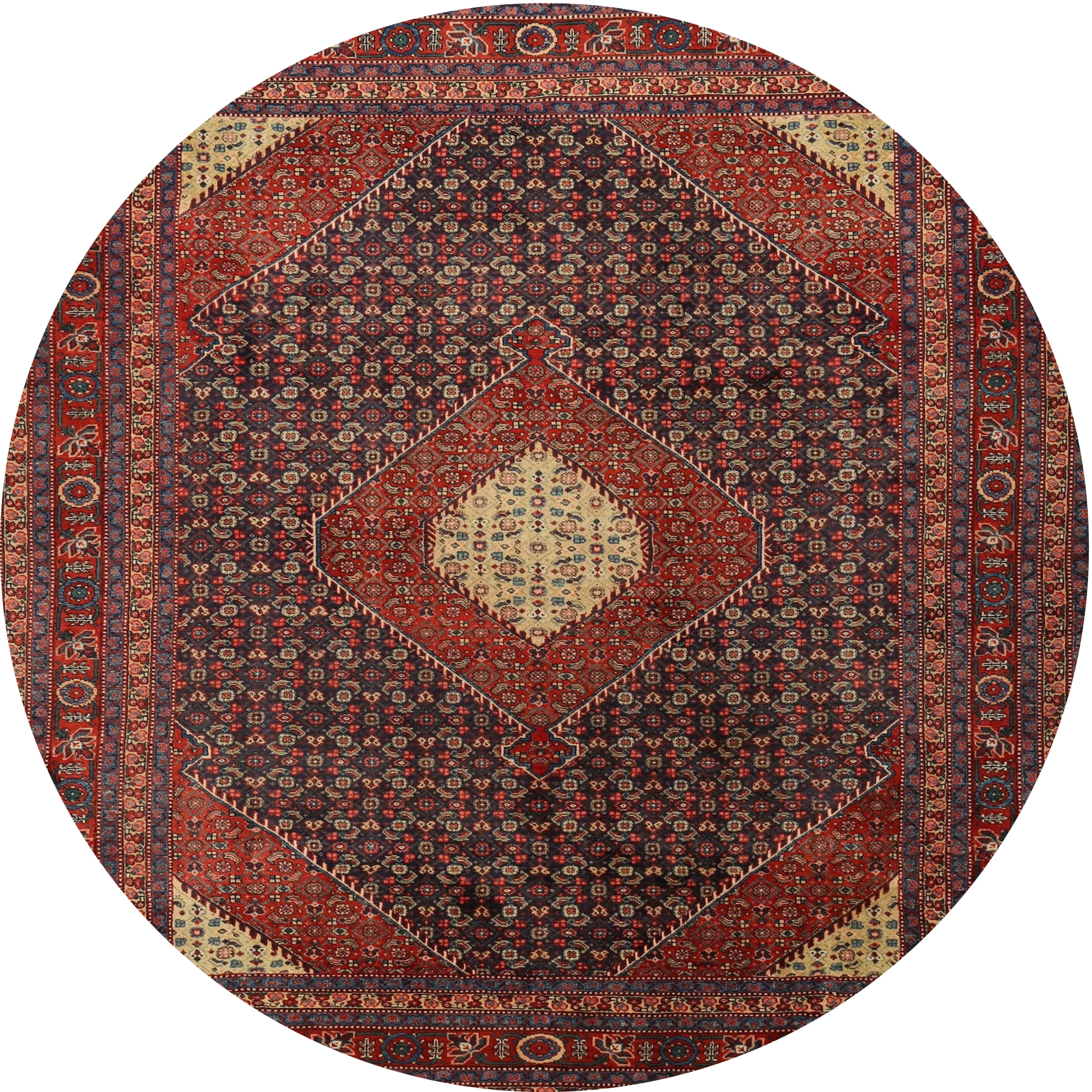Ahgly Company Indoor Round Traditional Saffron Red Persian Area Rugs, 4 ...
