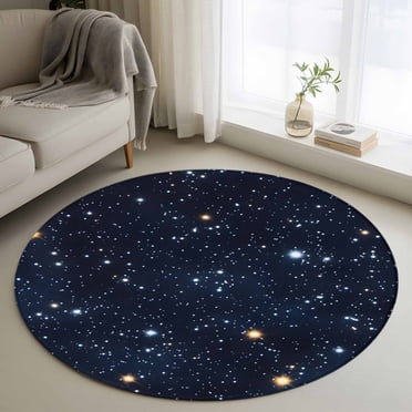 Round Rugs 3Ft, Blue Starry Sky Round Area Rug Washable Indoor Throw ...
