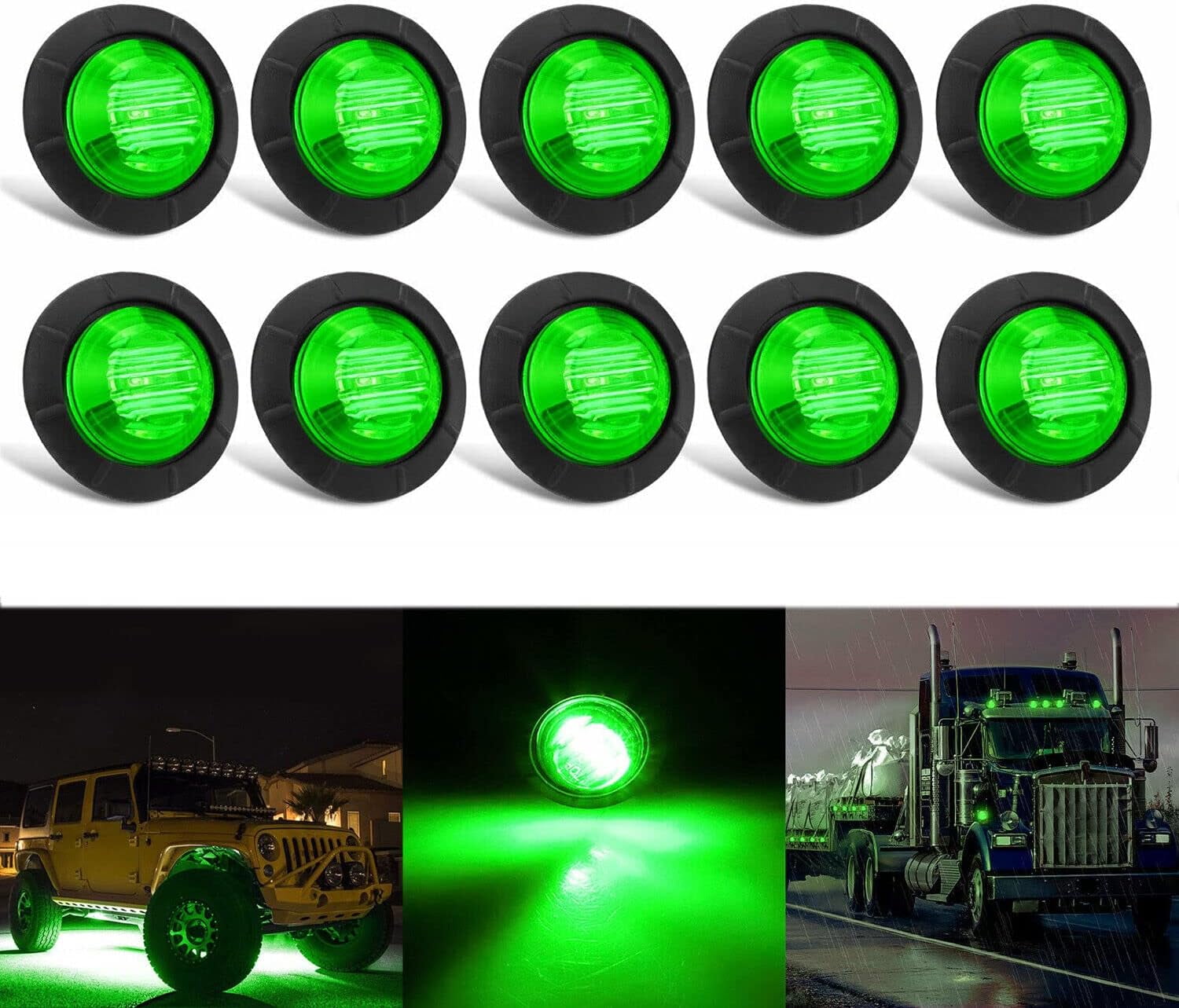 LINLIN 3/4" Round LED Front Rear Side Marker Indicators Light ...