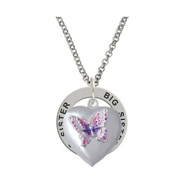 Delight Pink & Purple Butterfly Locket - Big Sister Heart Necklace ...