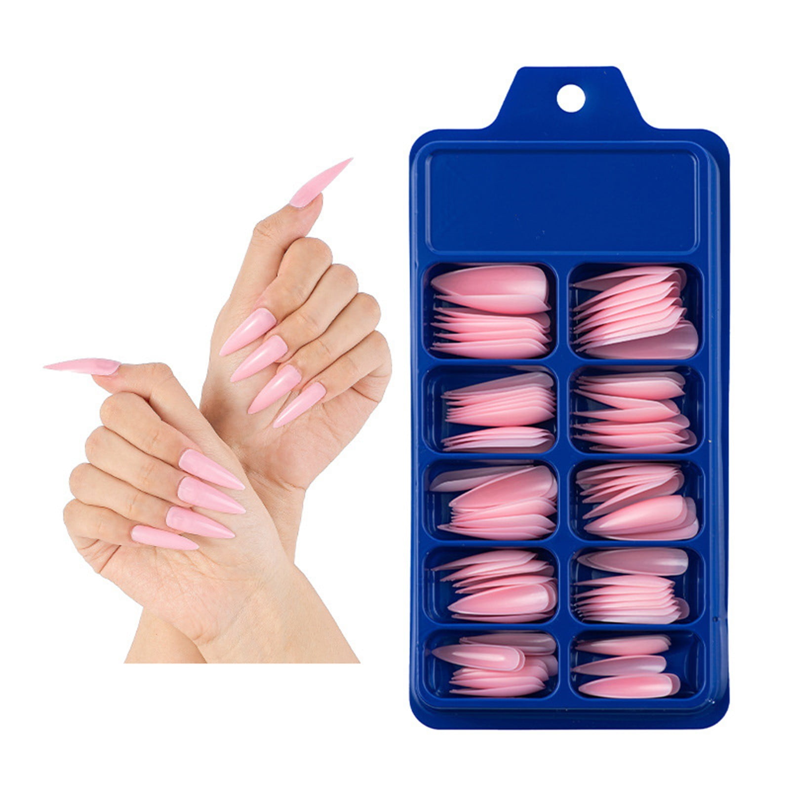 False Nails With Designs Colored Long Stiletto Press On Nails Full