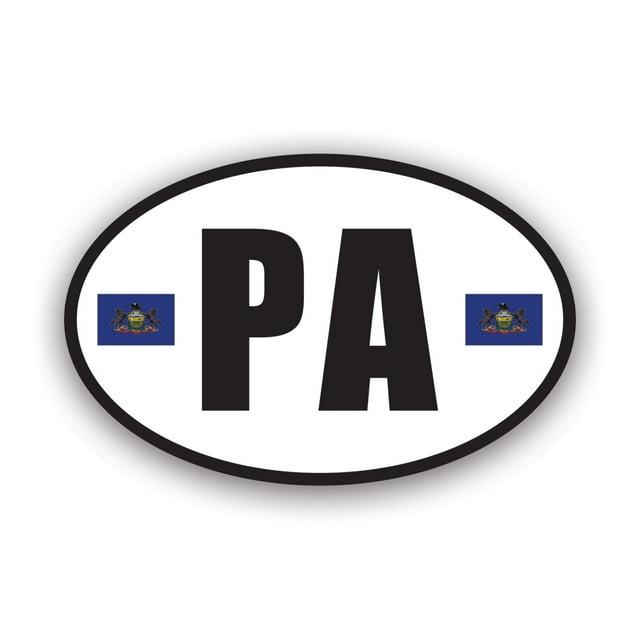 Pennsylvania Flag Oval Sticker Decal - Self Adhesive Vinyl - Weatherproof - Made in USA - v3 pa ...