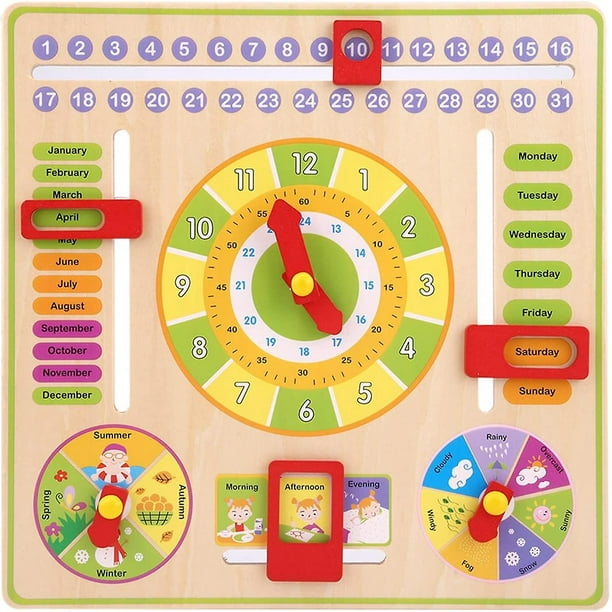 Reloj didáctico para niños, tablero para colgar, calendario cognitivo ...