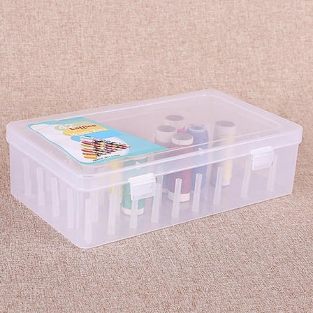 42 Grid Sewing Thread Storage Box Transparent Spools Case Bobbin Holder ...