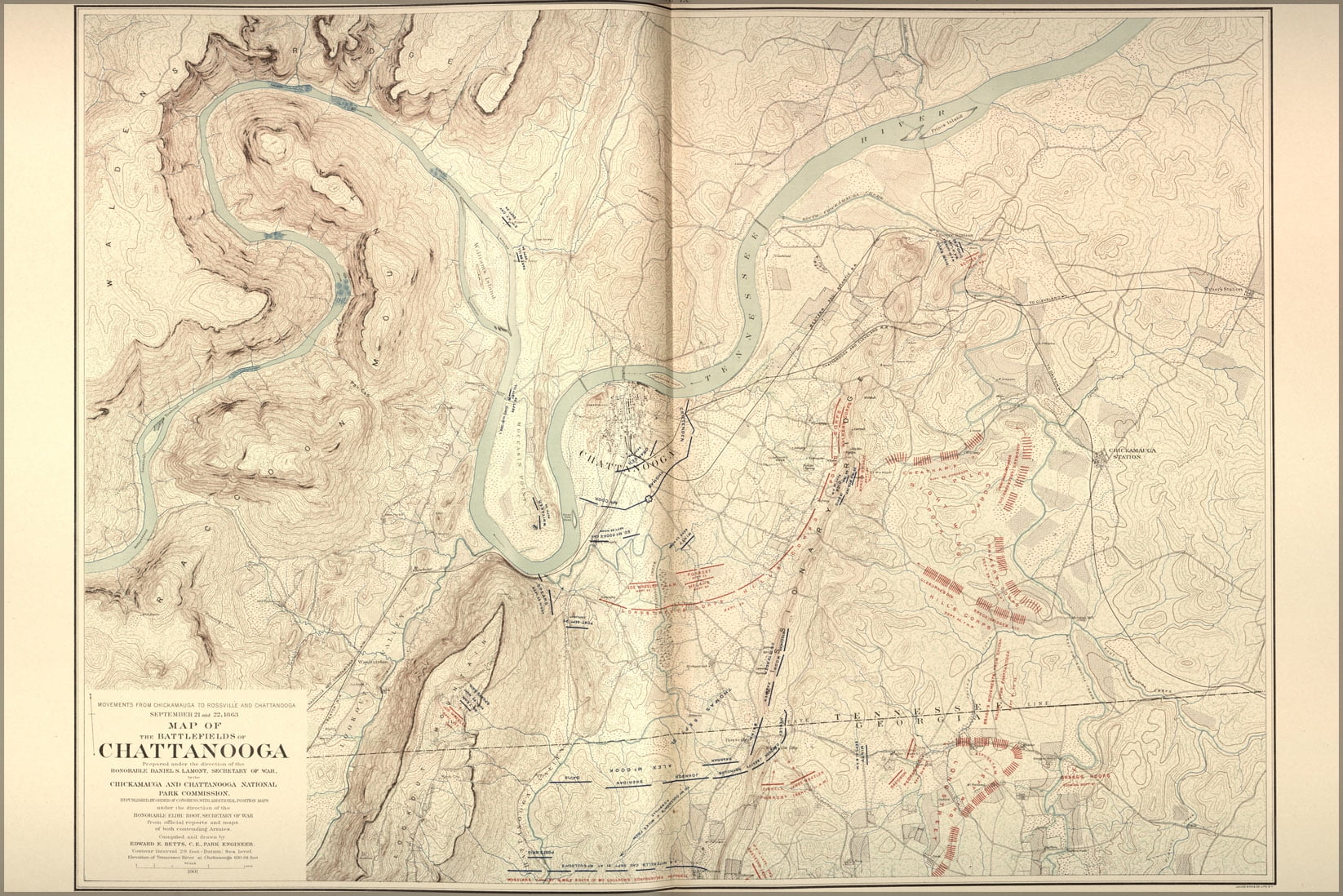 24"x36" Gallery Poster, battle map of Chattanooga Sept. 21 - 22, 1863 ...