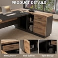 78inch Left Return L-Shaped Executive Desk with Cabinet Built-In Outlet ...