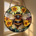 Decorative Bee Glass Window Accent Featuring Flower Details, Botanical ...