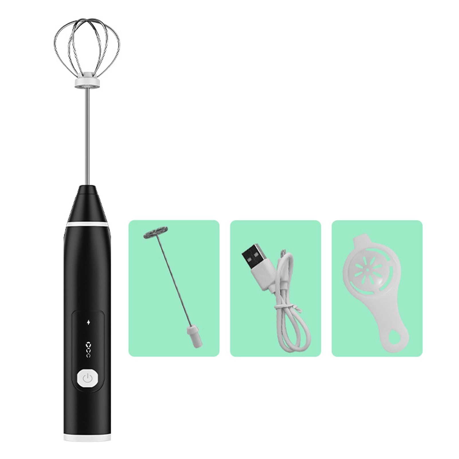 Agitador eléctrico Negro 3 modos de velocidad Carga USB Mango cómodo de ...