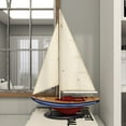 Decmode Coastal Dark Brown Wood Sail Boat Sculpture 17w X 26h