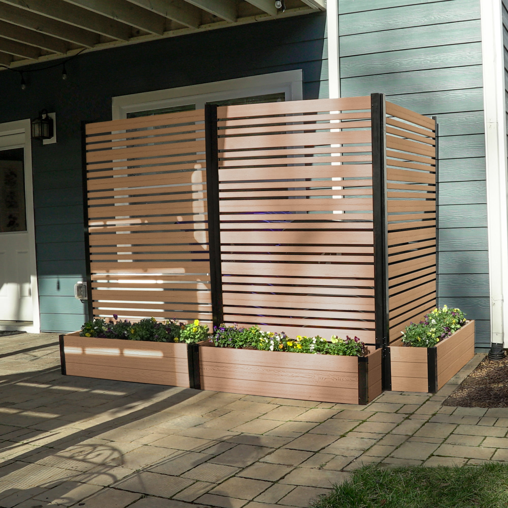 6ft Florence Freestanding WoodTek Vinyl Outdoor Privacy Screen and ...