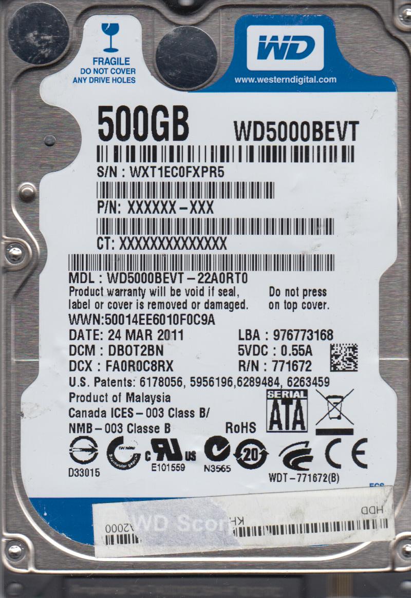 WD5000BEVT-22A0RT0, DCM DBOT2BN, Western Digital 500GB SATA 2.5 Hard Drive - Walmart.com