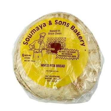 Cham Bakery Fresh 8 Inch White Pocket Pita Bread, 3 Bag, 12 Loaves ...