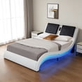 LHYY Faux Leather Upholstered Platform Bed Frame with led lighting ...