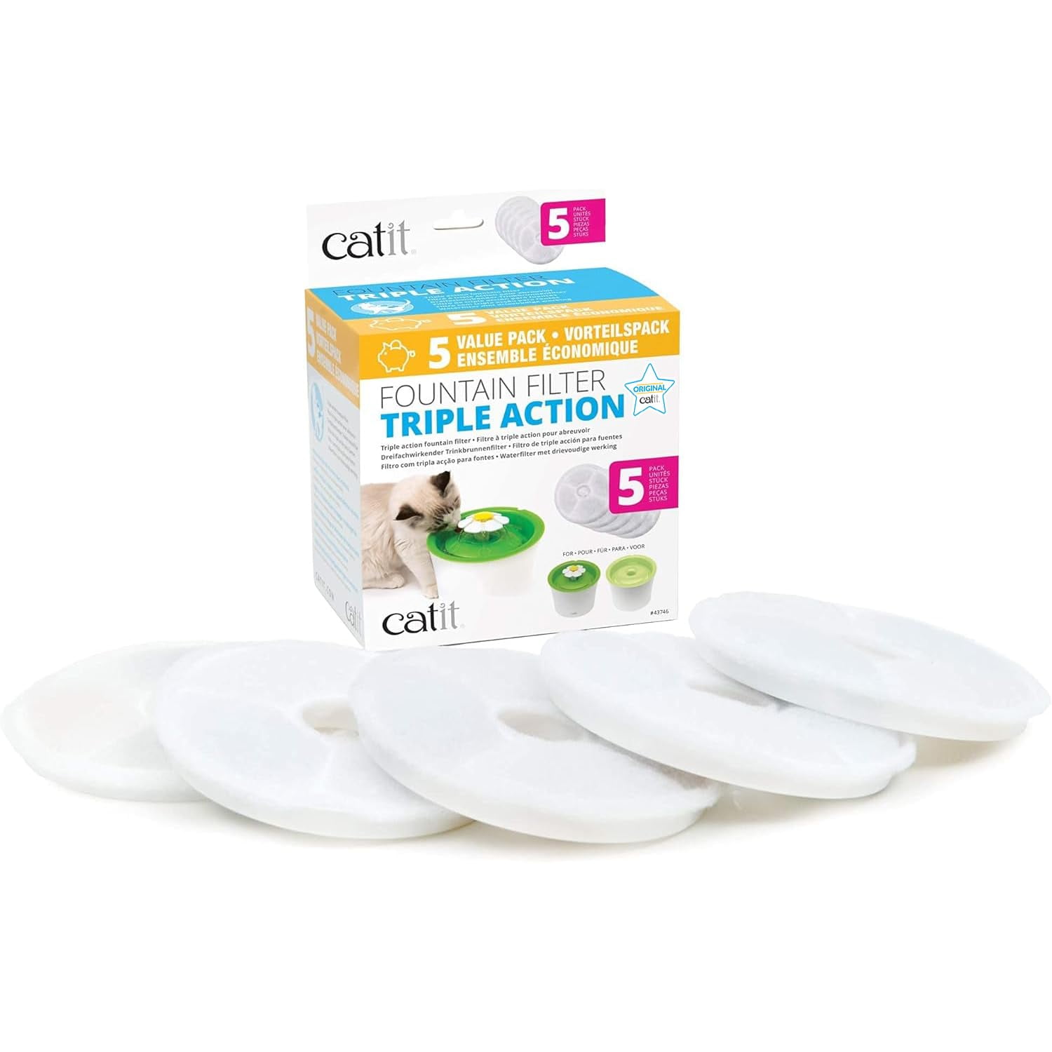 Filtros de repuesto para fuentes de agua Catit Triple Action, paquete ...