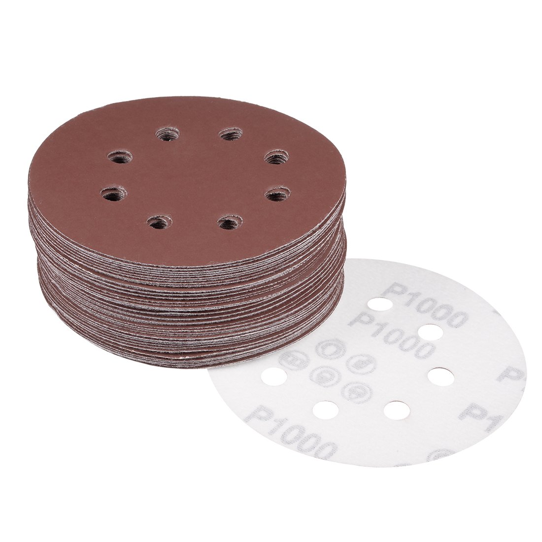 50Pcs 5 inch 8 Hole Hook and Loop Sanding Disc 1000 Grit Sandpaper ...