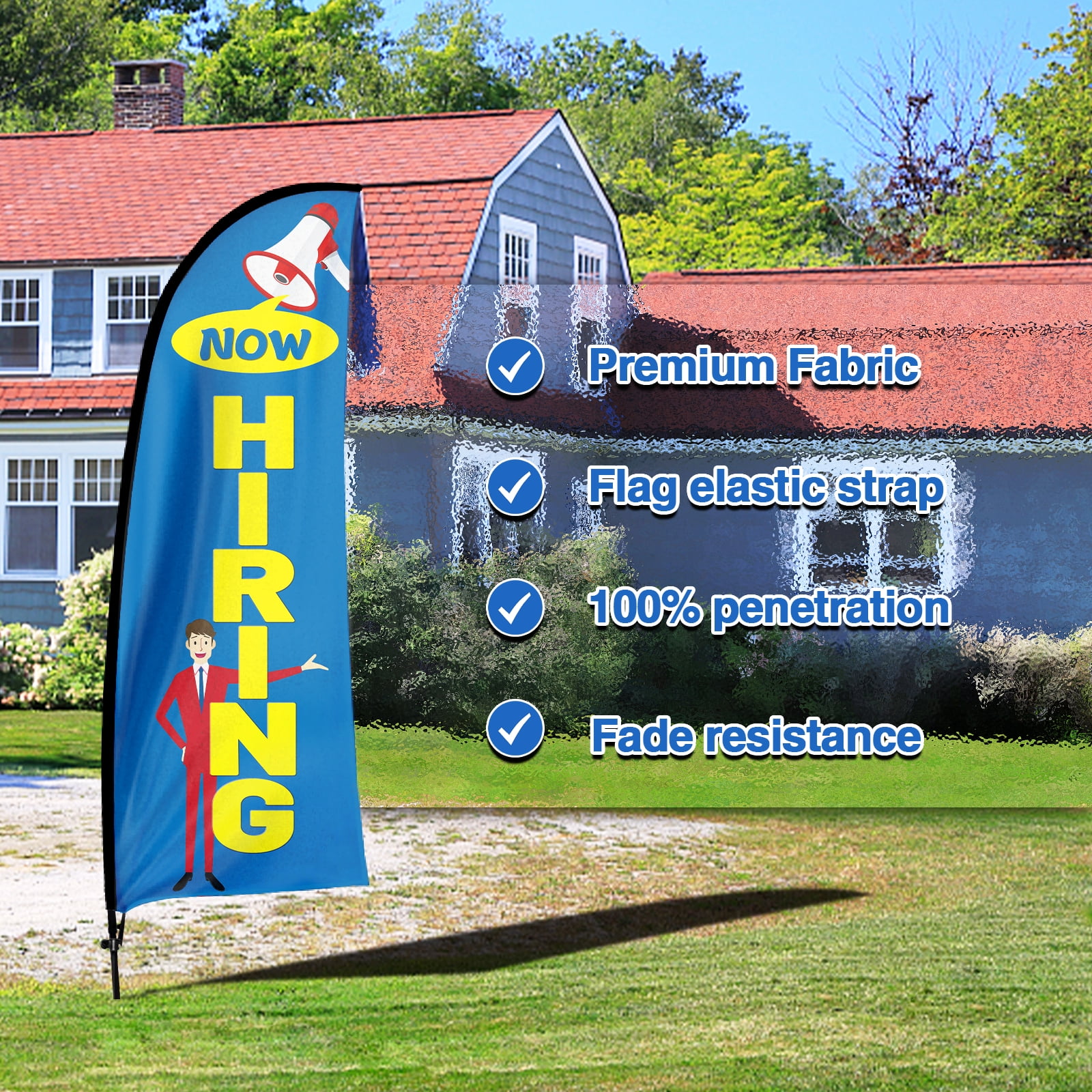 QSUM Now Hiring business Flag with Pole Kit , Now Hiring Advertising ...