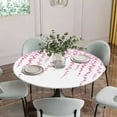 Pink Polka Dot Round Fitted Tablecloth with Elastic Edge Watercolor ...