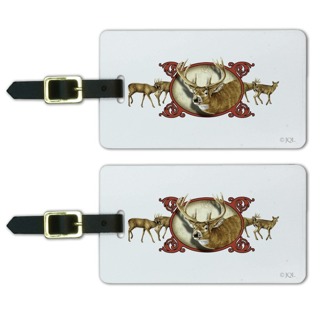 Wildlife Deco Deer Buck Luggage ID Tags Suitcase Carry-On Cards - Set ...