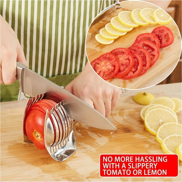 Tomato Slicer Lemon Cutter Multipurpose Handheld Round Fruit Tongs ...